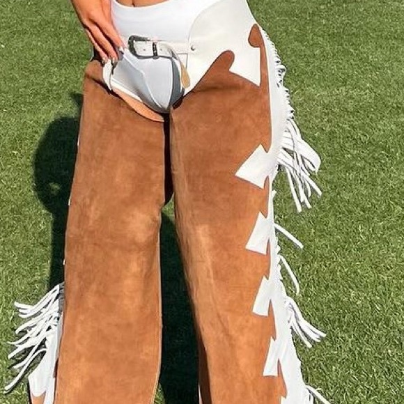 Pants & Jumpsuits | Custom Leather And Suede Chaps Adjustable Sizing ...